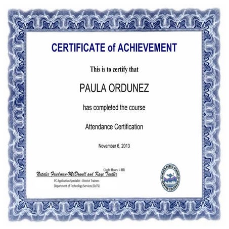 Attendance Certification - Paula Ordunez | PDF