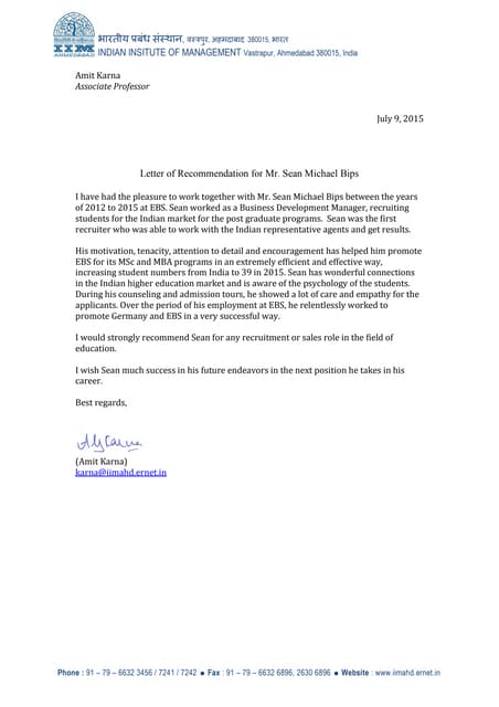 Reccomendation Letter CTC | PDF