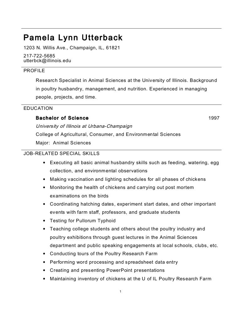 Pam Utterback CV 2016