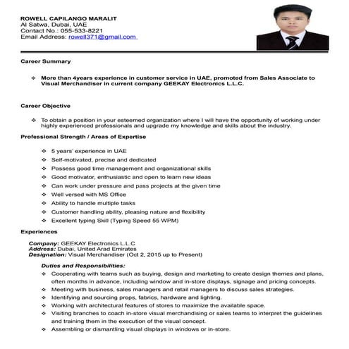 Rowell Maralit CV | DOC | Sales | Business