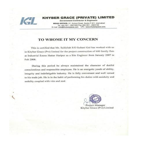 Experience Certificate