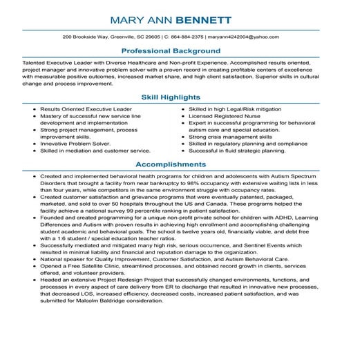 Mary Ann Bennett Resume 1 | PDF