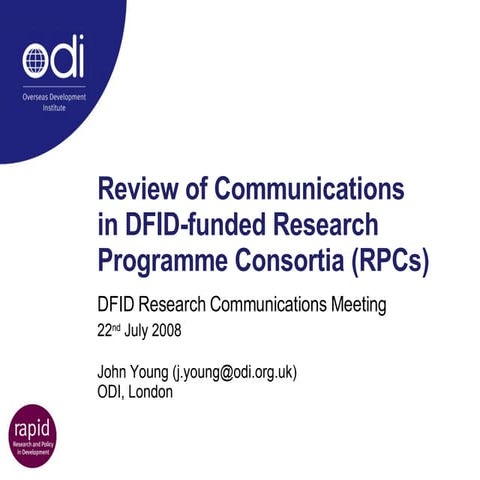 Review of Communications in DFID-funded Research Programme Consortia ...