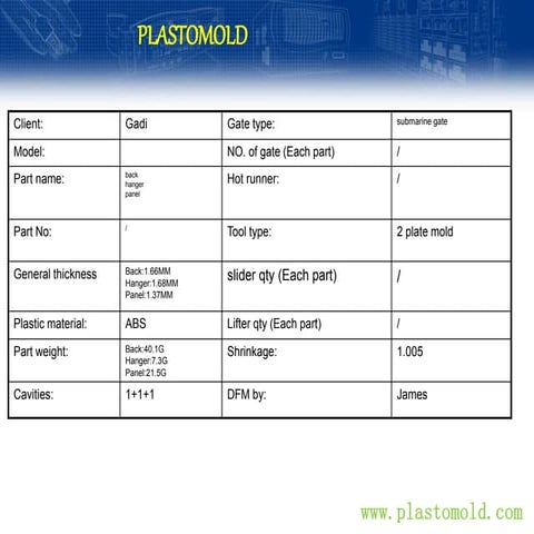 DFM FOR INJECTION PART FROM PLASTIC AND MOLD LAYOUT | PDF