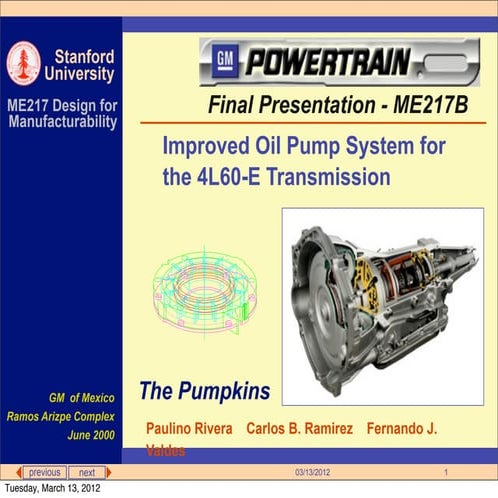 DFM Oil Pump Project Stanford | PDF