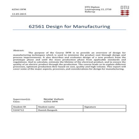 Design For Manufacturing_ Report | PDF