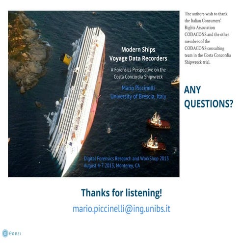 A Forensics Perspective of the Costa Concordia Shipwreck | PDF