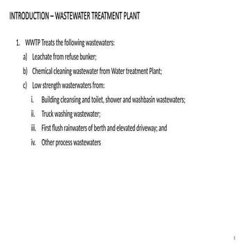 Introductory slides for Wastewater treatment plant | PPTX