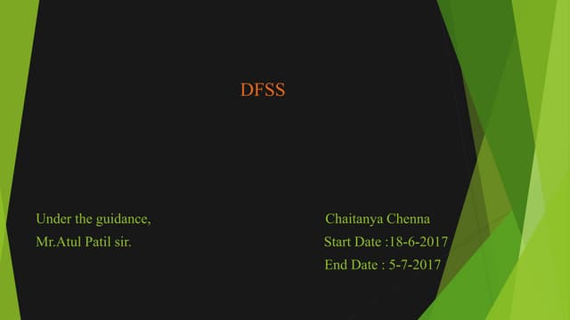 Example of DFSS Project | PPTX