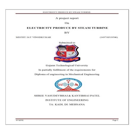ELECTRICITY PRODUCE BY STEAM TURBINE. | PDF