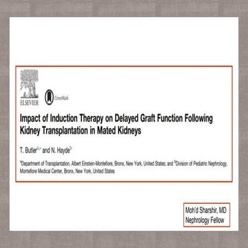 Delayed Graft Function post kidney transplant, Moh'd sharshir | PPTX
