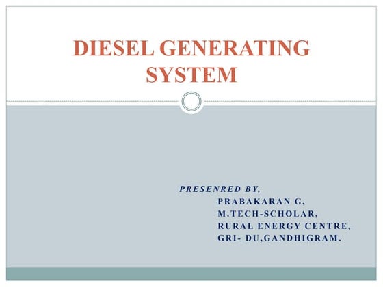 Training on Diesel Generators | PPTX