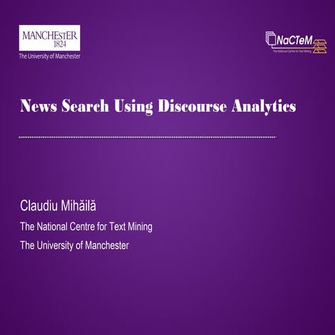 News Search Using Discourse Analytics | PPT