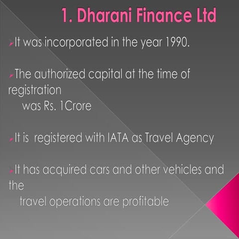 Dharani finance ltd | PPTX
