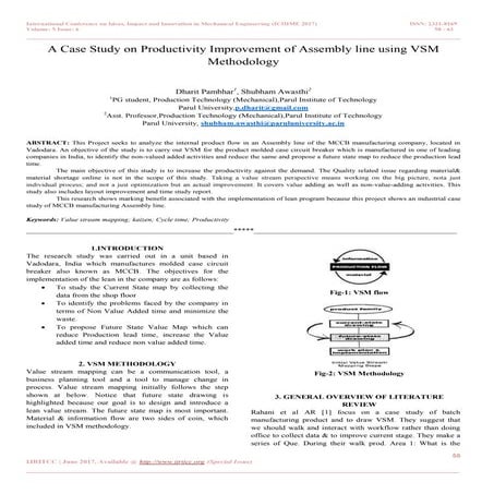 A Case Study on Productivity Improvement of Assembly line using VSM ...