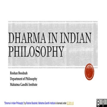 Dharma in Indian Philosophy - An Overview | PPTX