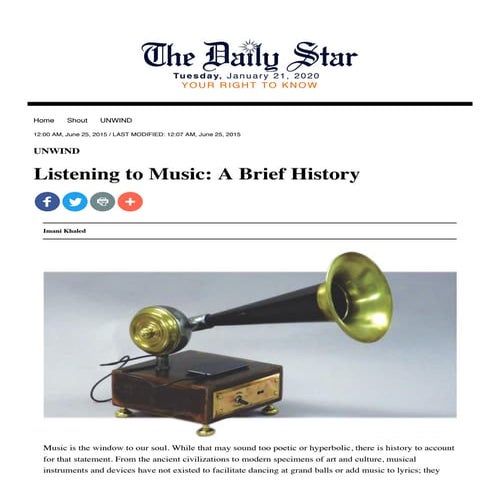 Listening to Music: A Brief Histor | PDF