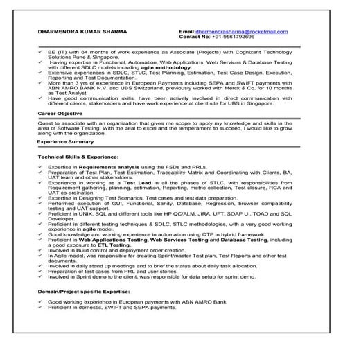 Dharmendra sharma qa_profile | PDF