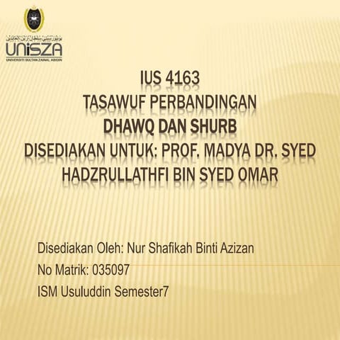 Dhawq dan shurb | PPTX