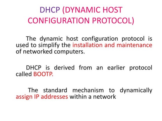 Dynamic Host Configuration Protocol Dhcppptx Computer Networking Computing