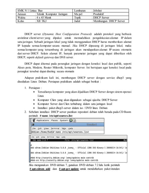 Langkah membuat dhcp server | PDF