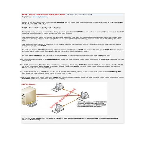 Dhcp server, dhcp relay agent 2008 | DOC