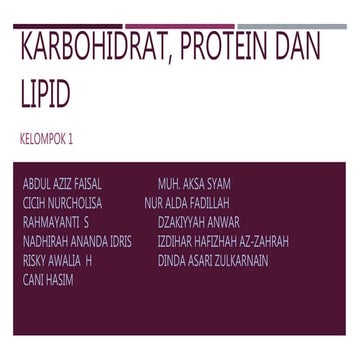 karbohidrat, lipid dan protein | PPTX
