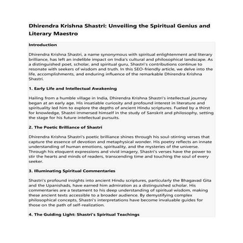 Dhirendra Krishna Shastri: Unveiling the Spiritual Genius and Literary ...
