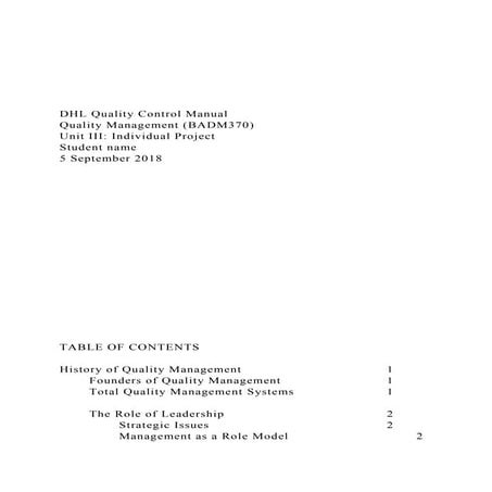 DHL Quality Control Manual Quality Management (BADM370).docx