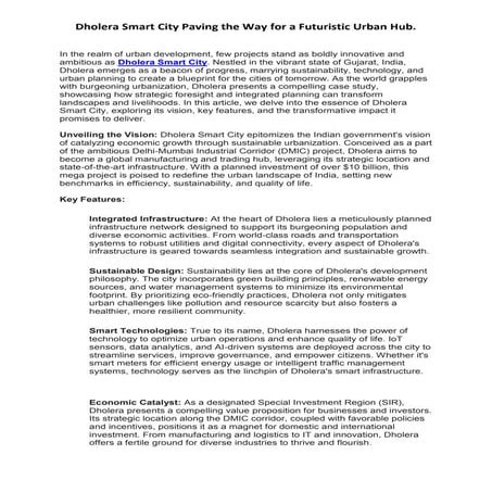 Dholera Smart City Revolutionizing Urban Planning and Design for a ...