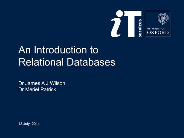 Dhoxss 2014 Introduction To Relational Databases Ppt