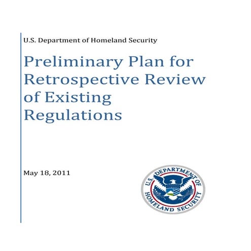 Department of Homeland Security Prelimary Regulatory Reform Plan | PDF ...