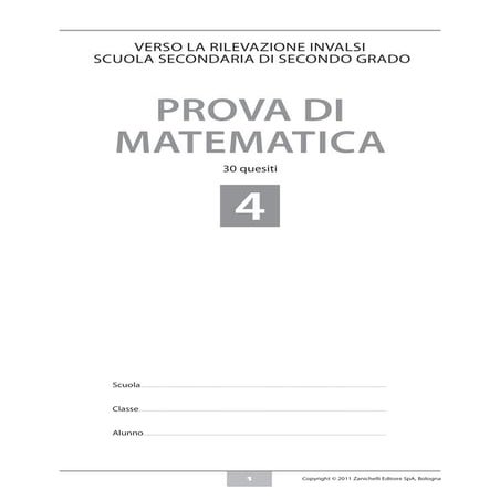 2° simulazione invalsi matematica seconda superiore zanichelli | PDF