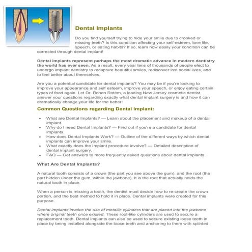 Types of Dental Implants- By Hiremath Hospital | PDF