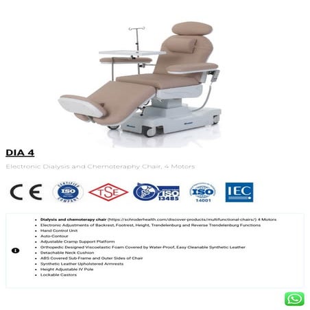 DIA 4 Electronic Dialysis Chemoteraphy Chair - Schröder Health | PDF