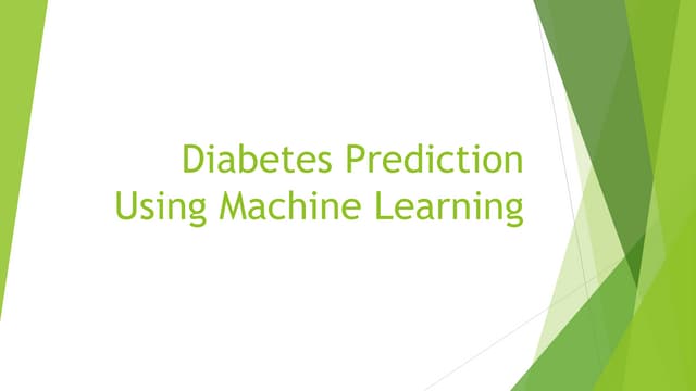 Diabetes Prediction Using Machine Learning Pdf