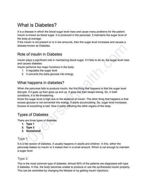 A Cure For Diabetes | PDF