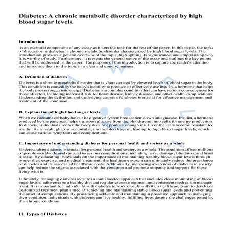 Comprehensive Guide to Understanding Diabetes and Its Management | PDF
