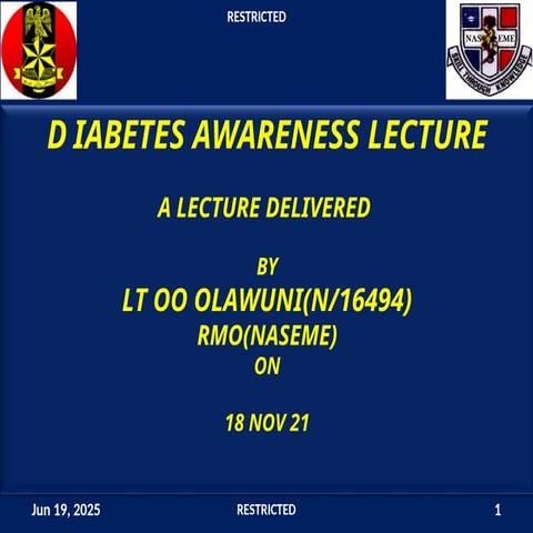 Diabetes Awareness Lecture.ppt for diabetic patients | PPT