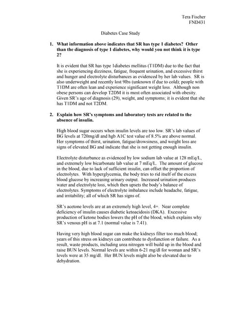 Case Study On Diabetes Type 1 Case Study Docx