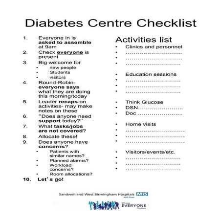 Diabetes centre chatty-checklist | PPT | Diabetes | Diseases and Conditions
