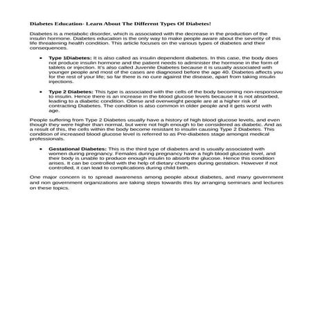 Diabetes education | PDF