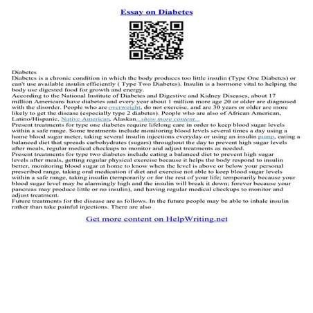 Diabetes Essay Conclusion | PDF