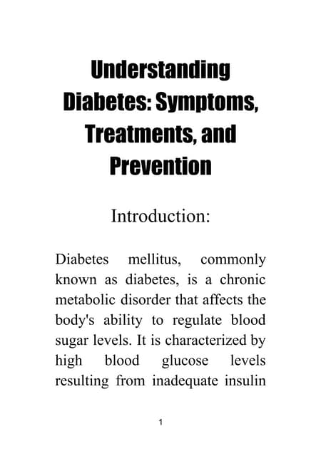 "Diabetes and exercise" -Biology investigatory project (class 12) | PDF