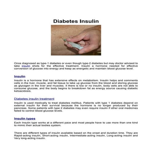 Diabetes Insulin | PDF