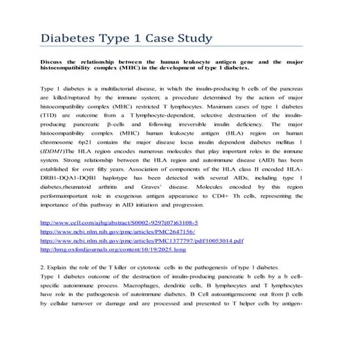 Case Study On Diabetes type 1 case study | DOCX