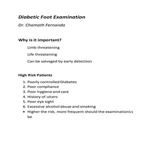 Diabetic foot examination | DOCX