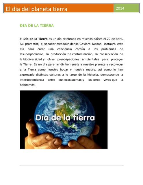 Dia del planeta historia | PDF