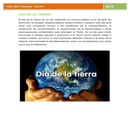 Dia del planeta tierra | DOCX