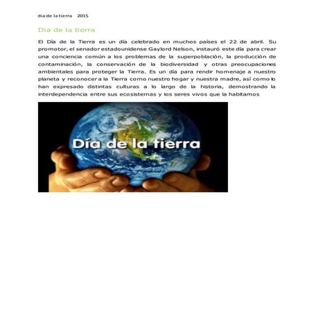 Dia de la tierra | DOCX